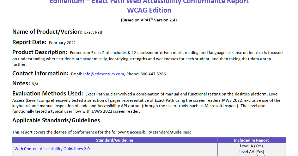 VPAT - Exact Path | Edmentum