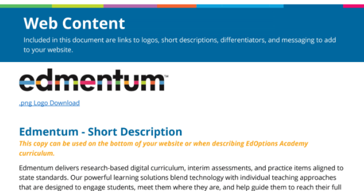 EdOptions Academy Web Content | Edmentum