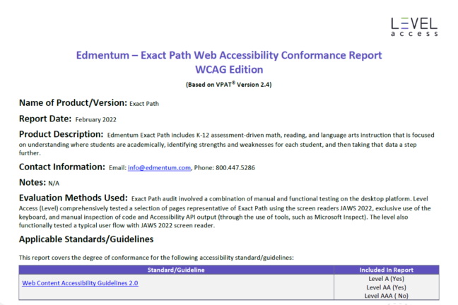 VPAT - Exact Path | Edmentum