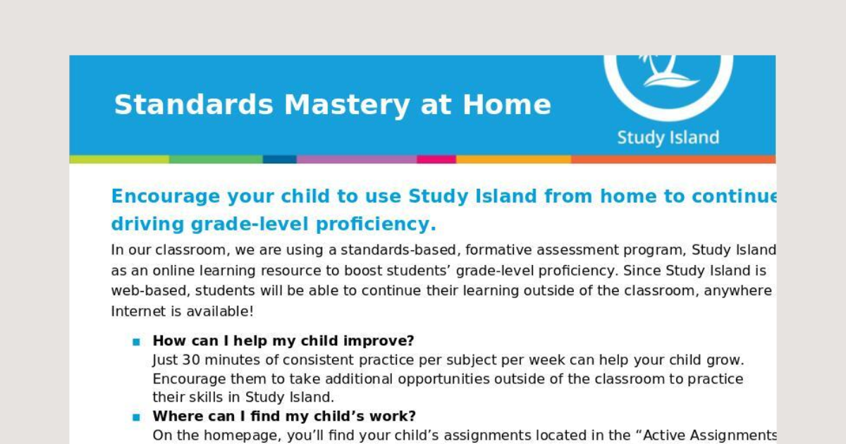 Study Island Parent Letter | Edmentum