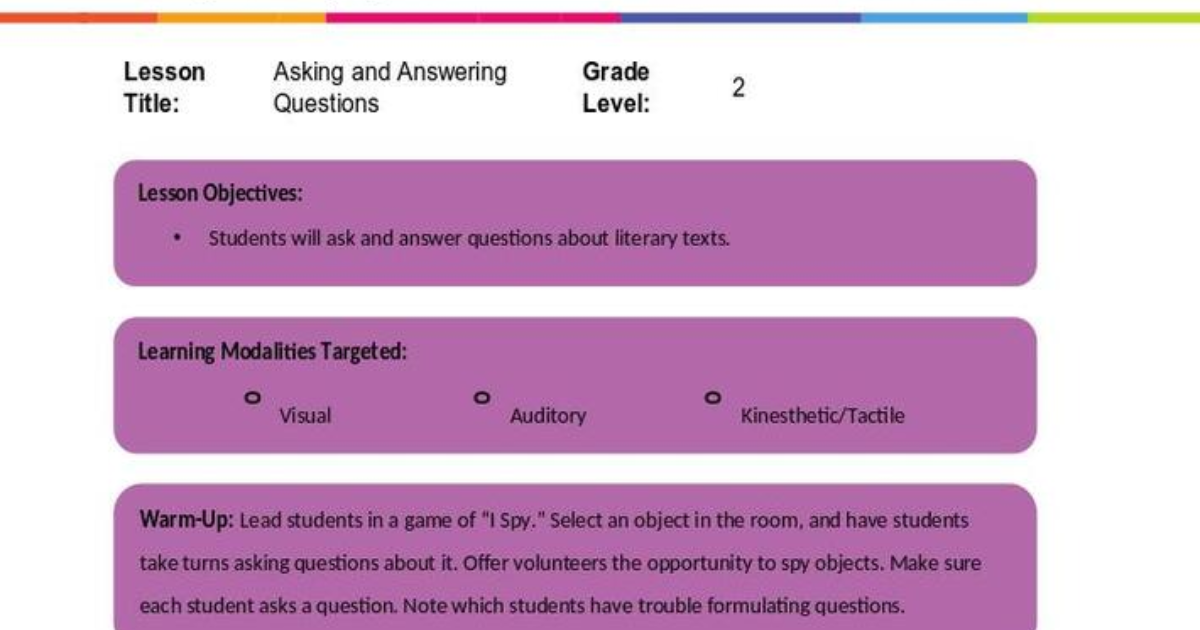 Asking and Answering Questions - Lesson Plan and Activities | Edmentum