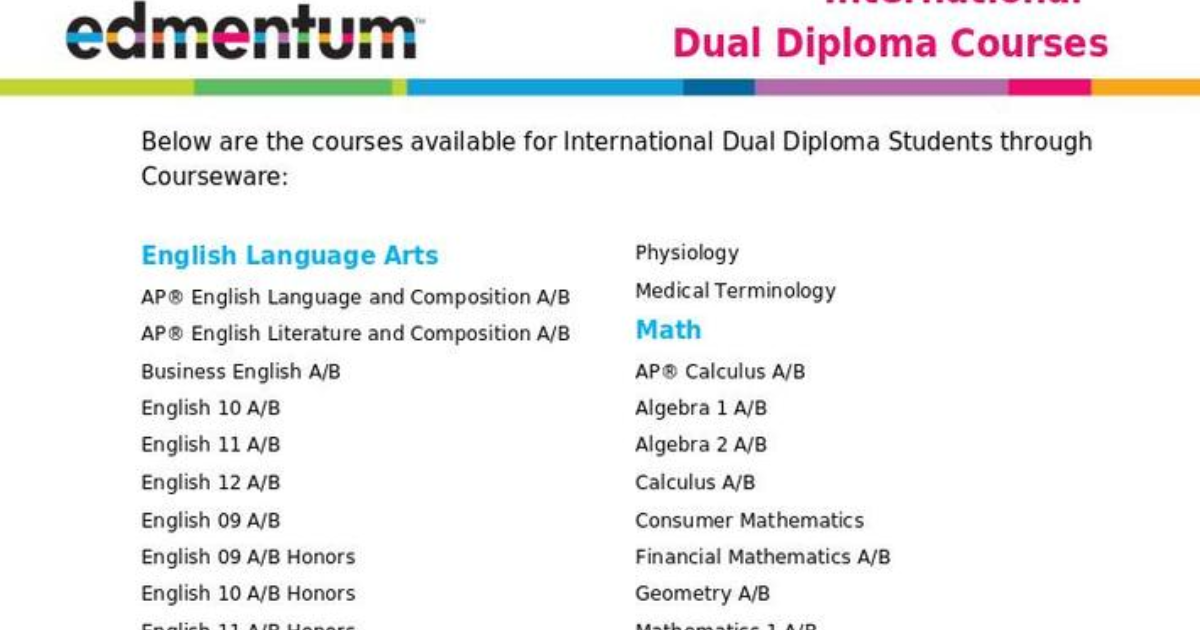 Dual Diploma Courses | Edmentum