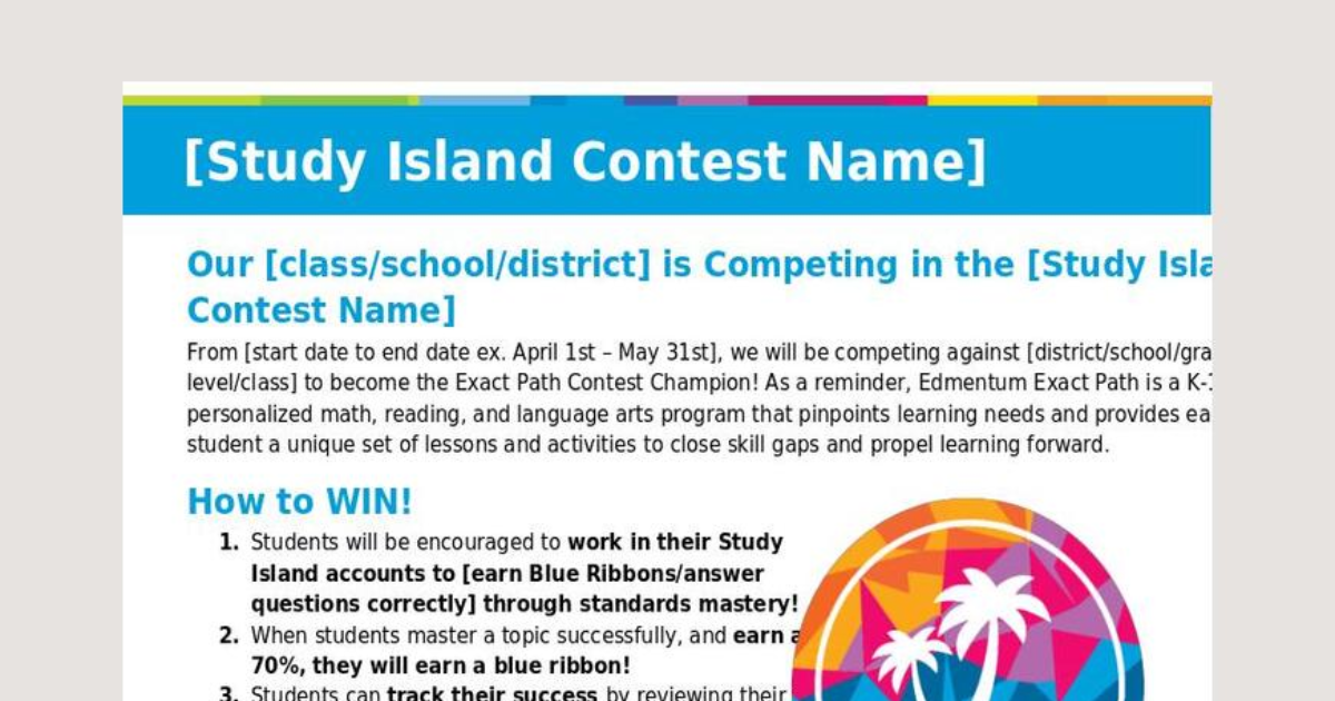 Study Island Contest Parent and Family Flyer | Edmentum