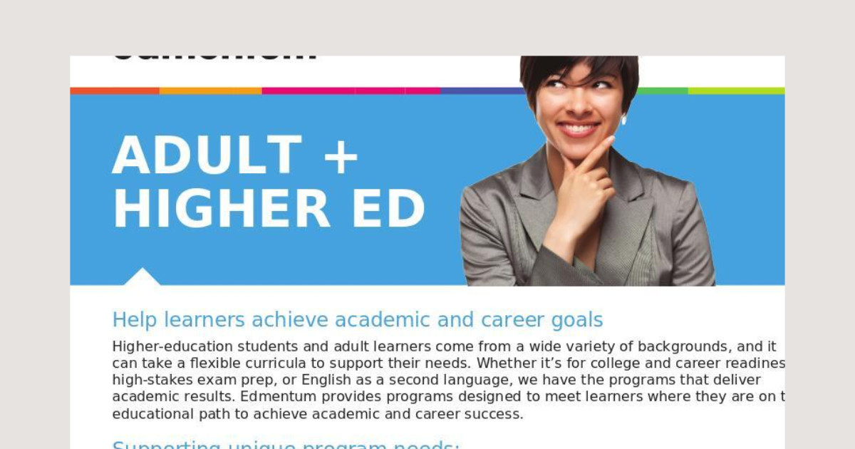 Adult and Higher Ed Overview | Edmentum