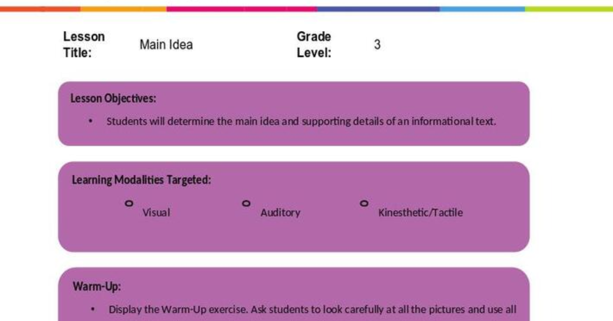 Main Idea - Lesson Plan and Activities | Edmentum