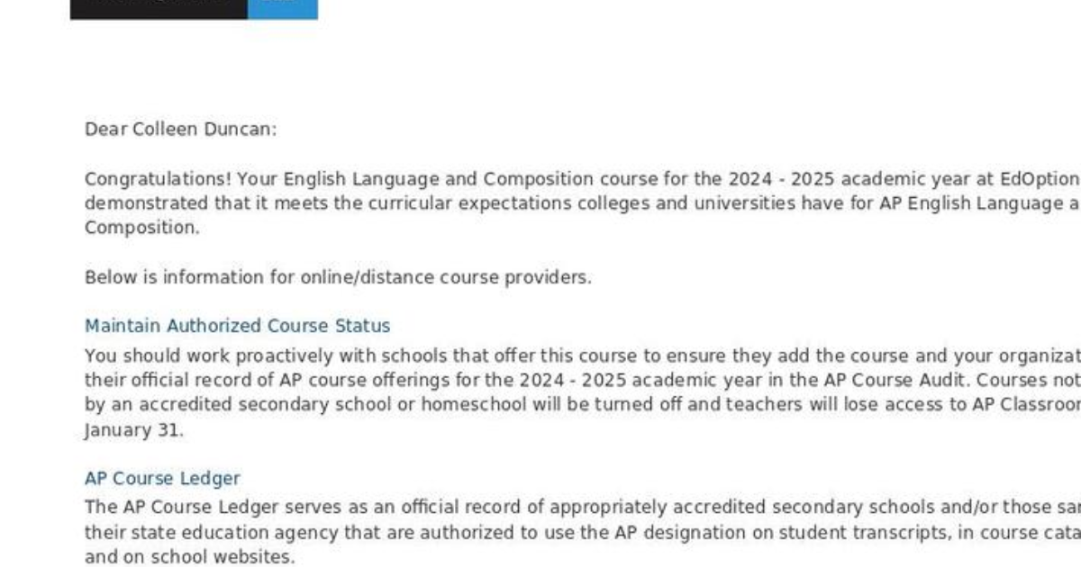 College Board® Advanced Placement® Approval for English… | Edmentum