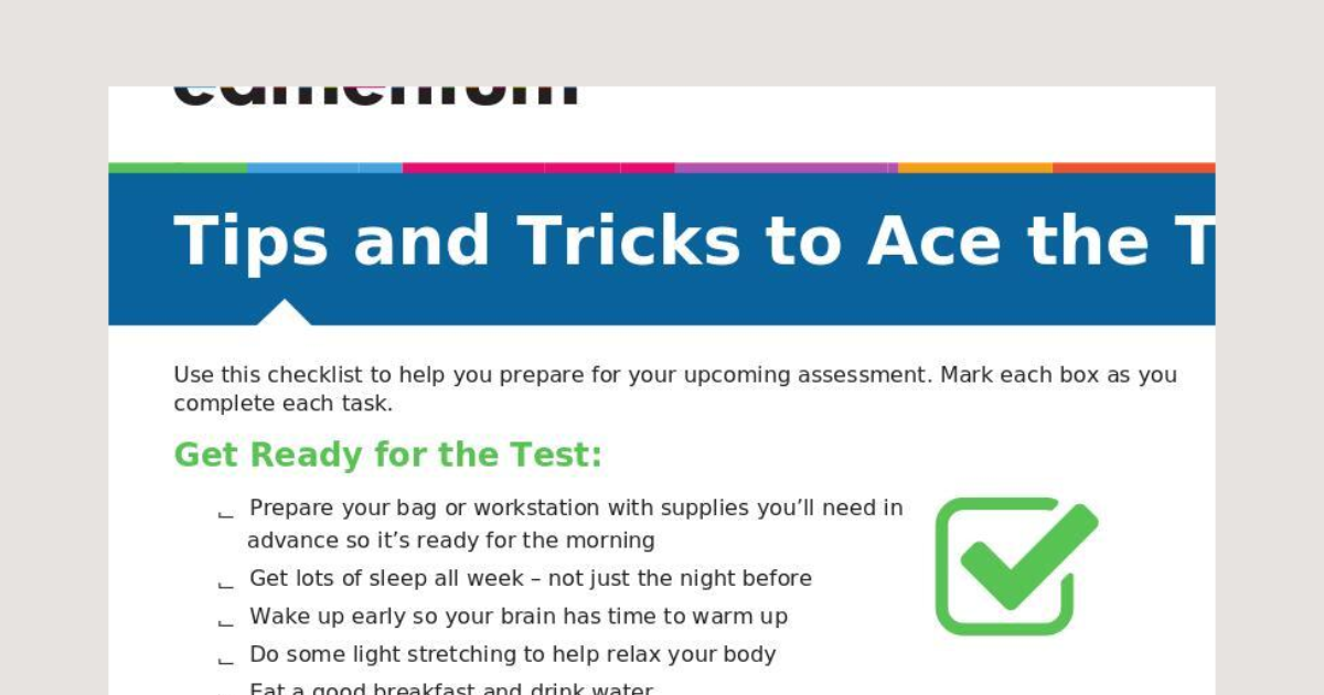 Secondary Test Taking Checklist | Edmentum