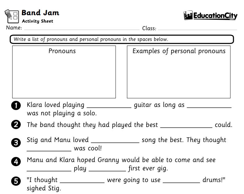 Spag Revision Pronouns Practice Worksheets Uk Teaching Resources 